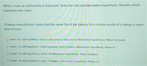 Solved Write A Claim As Mathematical Statement State The Chegg