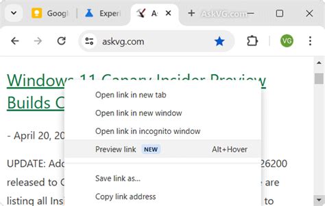 Enable Hidden Secret Link Preview Feature In Google Chrome AskVG