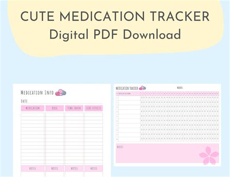 Cute Medication Tracker Daily Pill Tracker Vitamins Doctor Visit Notes Doctor Questions