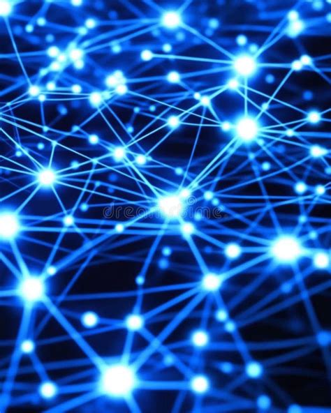 This Abstract Representation Of A Digital Network Incorporates Glowing Blue Bokeh And Geometric