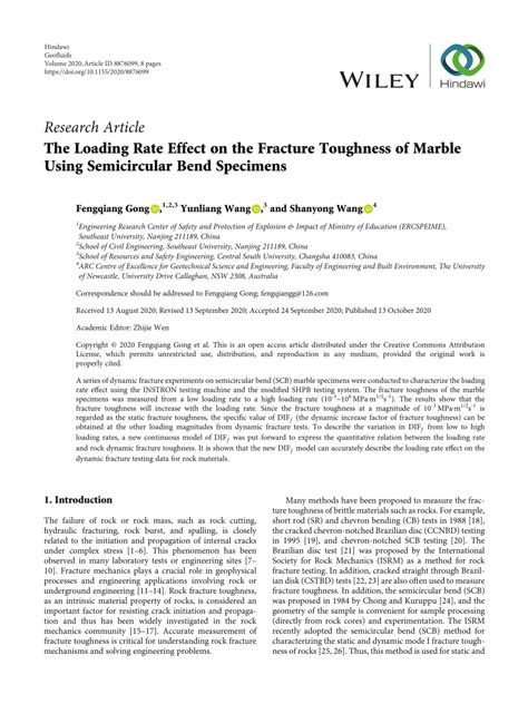 Pdf The Loading Rate Effect On The Fracture Toughness Of Marble Using