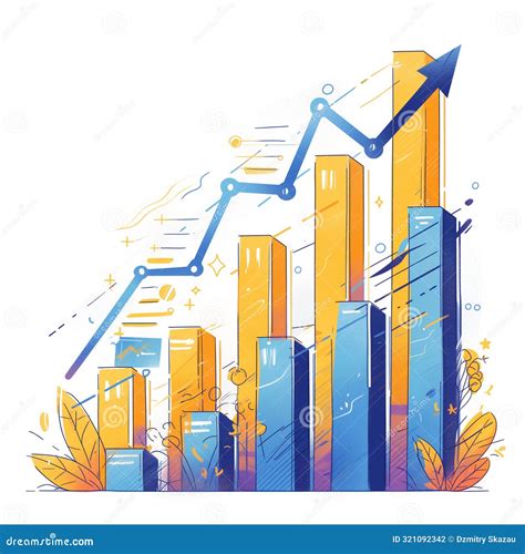 Illustrated Bar Graph Representing Business Growth With Upward Trend