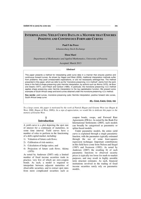 Pdf A New Method For Interpolating Yield Curve Data With