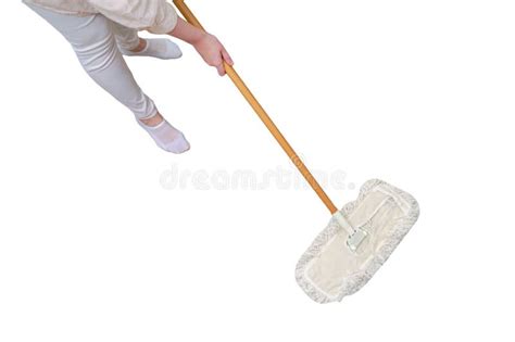An Adult Woman Mops A Wooden Laminate Floor While Cleaning Her Hom Stock Photo Image Of Wash