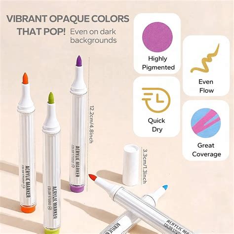 Professional Color Markers Set 9 Colors Acrylic Paint Markers With