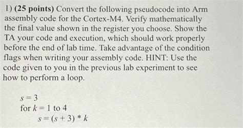 Solved 1 25 Points Convert The Following Pseudocode Into