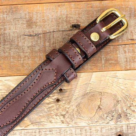 Raised Center Dark Brown Ranger Leather Dress Belt Yoder Leather Company