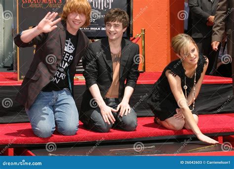 Rupert Grint Daniel Radcliffe Emma Watson Daniel Radcliff Redactionele Stock Foto Image Of