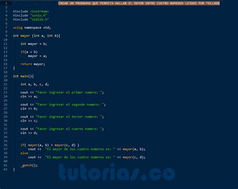 Funciones Visual C Hallar El Mayor De Cuatro Numeros