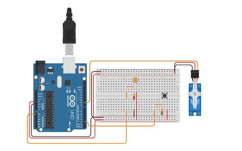 Circuit Design Ldr And Button And Servo Tinkercad