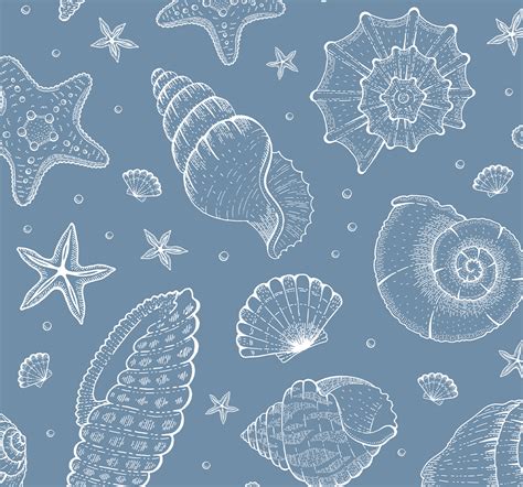 Sea Shell Motifs Fish Wallpaper