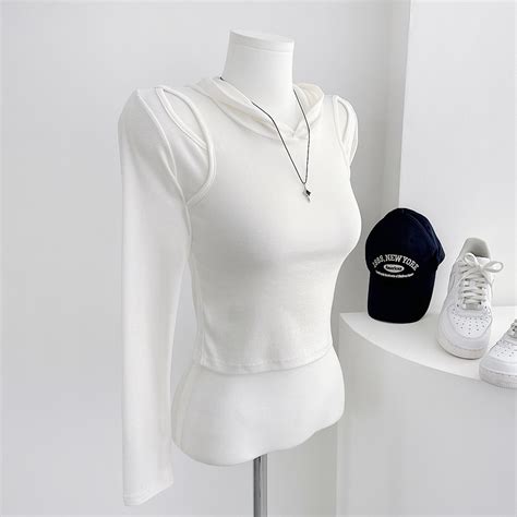 슈체 은근섹시🖤어깨트임 슬림 긴팔 후드 티셔츠