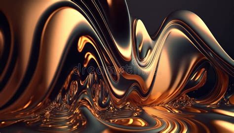 A Metallic Abstract Wavy Liquid Background Generative Ai Technology Stock Illustration