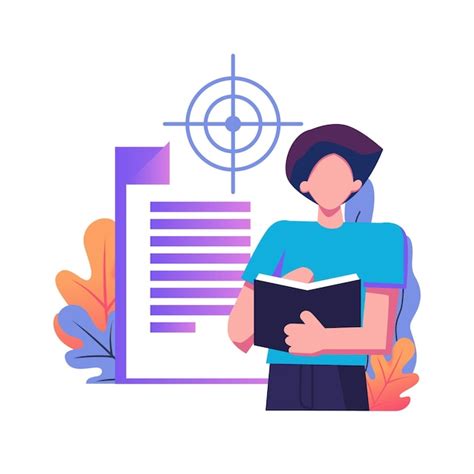 비전 및 범위 문서 평면 스타일 일러스트레이션 디자인 프리미엄 벡터