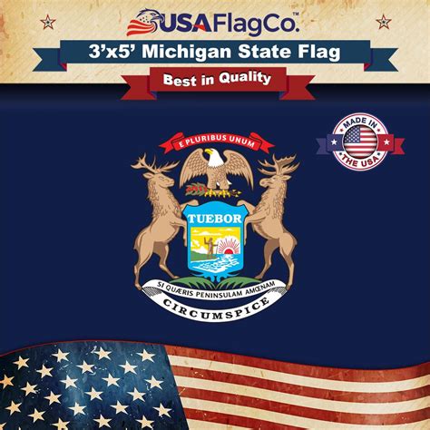 Michigan State Flag Made In Usa Heavy Duty Nylon Usa Flag Co