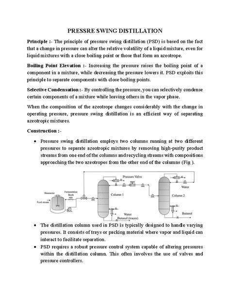 Pressure Swing Distillation Pressre Swing Distillation Principle The Principle Of Pressure