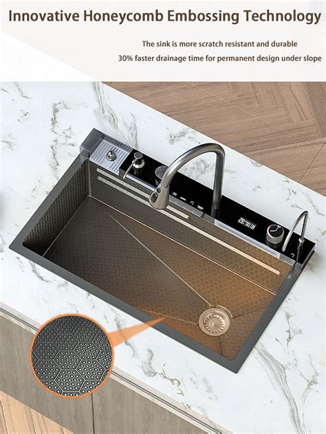 Модерна мултифункционална кухненска мивка с двоен водопад