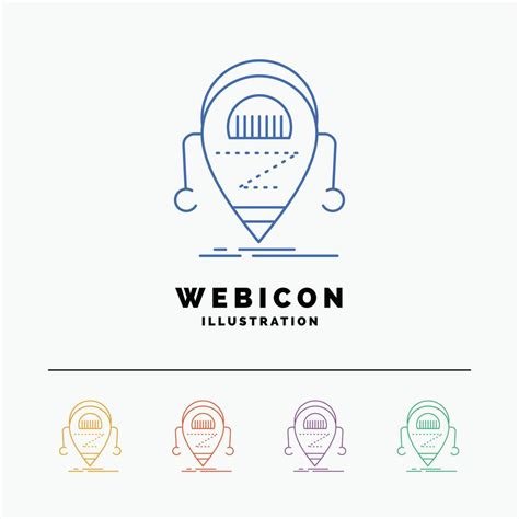 Android Beta Droid Robot Technology 5 Color Line Web Icon Template Isolated On White Vector