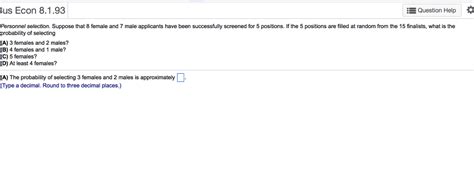 Solved Bus Econ 8 1 93 Equestion Help Personnel Selection