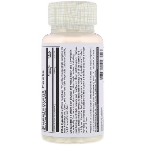 Solaray Vitamin B 6 Time Release 100 Mg 60 Vegcaps Iherb