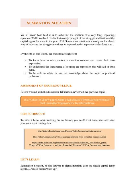 Solution Precalculus Summation Notation Studypool