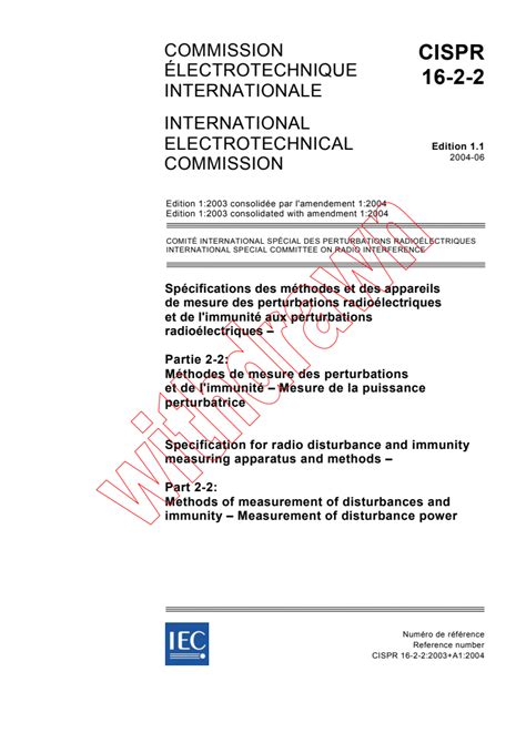 Cispr 16 2 2 2003 Specification For Radio Disturbance And Immunity Measuring Apparatus And Methods