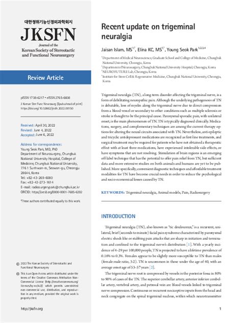 Pdf Recent Update On Trigeminal Neuralgia