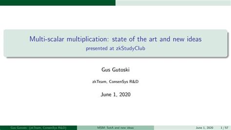 Multi Scalar Multiplication State Of The Art And New Ideas Ppt