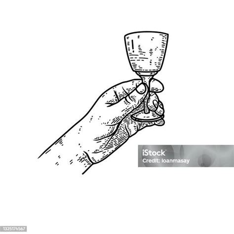 보드카 유리와 손의 그림 포스터 카드 배너 메뉴에 대한 디자인 요소 벡터 일러스트레이션 고풍스런에 대한 스톡 벡터 아트 및 기타