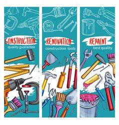House repair work tools banners set Royalty Free Vector
