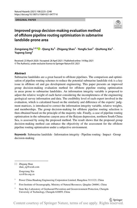 Improved Group Decision Making Evaluation Method Of Offshore Pipeline Routing Optimisation In