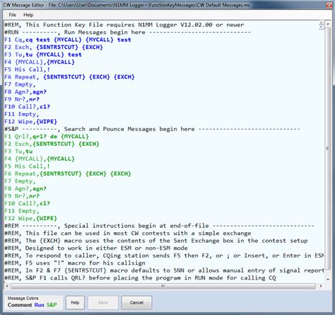 Function Keys Messages And Macros N Mm Logger Plus