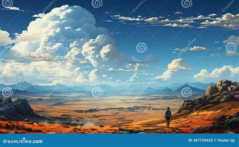 Depression A Person Gazing Into An Empty Desolate Land Generative Ai