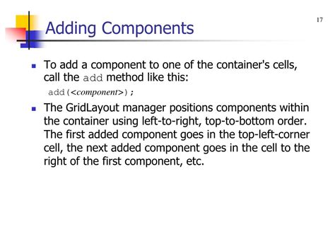 Ppt Chapter 17 Gui Programming Component Layout Additional Gui Components Powerpoint