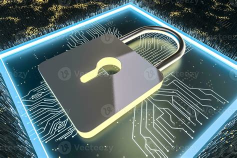 D Rendering Metal Lock With Digital Concept Background Stock Photo At Vecteezy