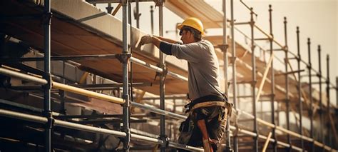 Premium Photo Builder Putting Up Scaffolding