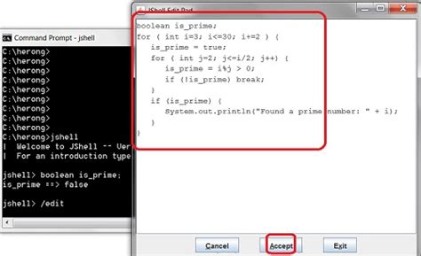Jshell Edit Editing Code Snippet