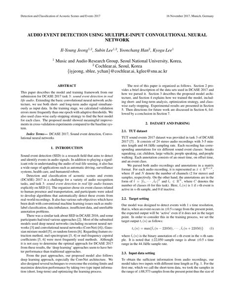 Pdf Audio Event Detection Using Multiple Input Convolutional Neural