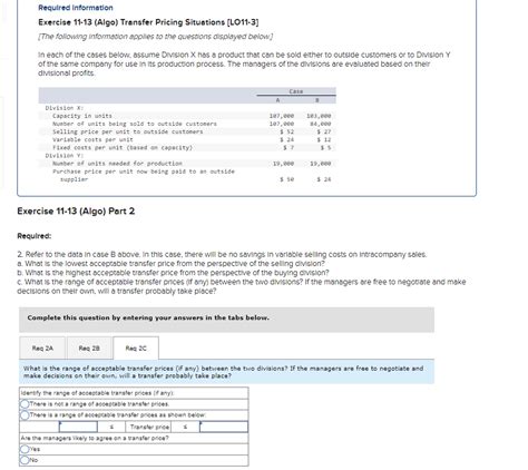solved exercise 11 13 algo transfer pricing situations