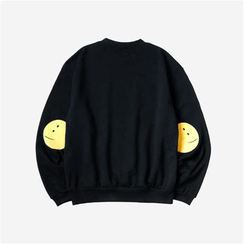 캐피탈 에코 플리스 크루넥 스웨트셔츠 프로필 레인보위 패치 Pt 블랙 Kapital Kream