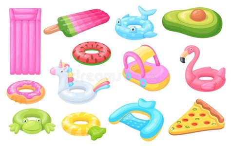 Inflatable Mattress Pool Cartoon Vector Illustration Stock