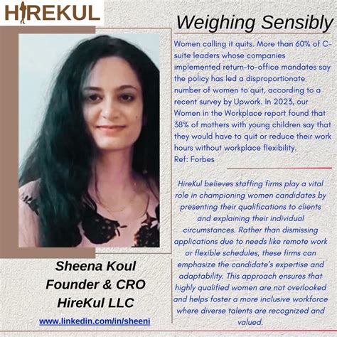 Sheena Sujata Koul On Linkedin Womeninworkplace Flexiblehours Remotework Womenworkplace