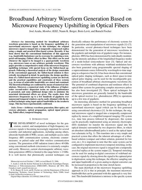 Pdf Broadband Arbitrary Waveform Generation Based On Microwave Frequency Upshifting In Optical