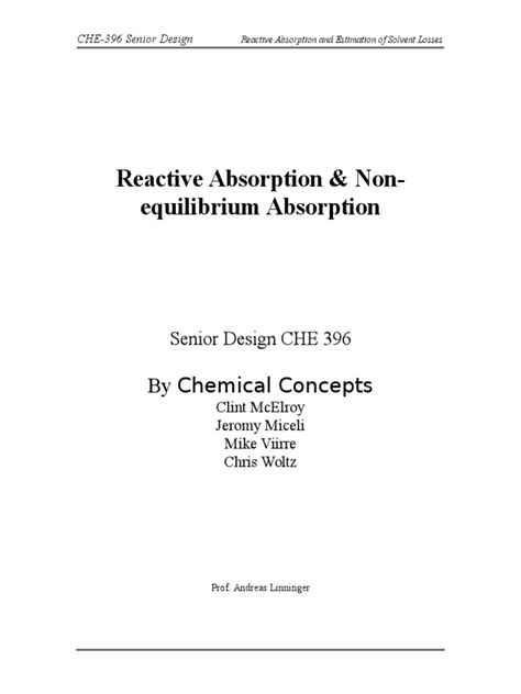Reactive Absorption And Non Equilibrium Absorption Pdf Absorption Chemistry Solution