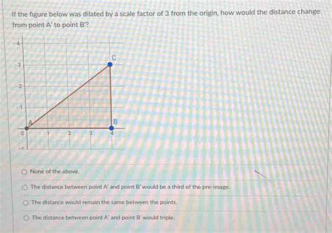 If The Figure Below Was Dilated By A Scale Factor Of 3 From The Origin How Would The Dist [math]