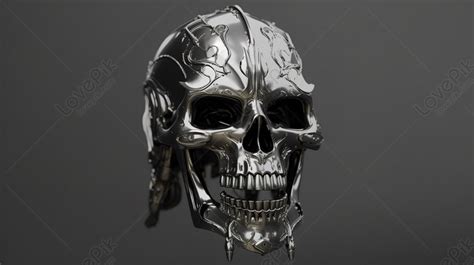잊을 수 없는 시각적 효과를 위한 금속 코팅 해골의 놀라운 3d 렌더링 놀라 배경 시각적 배경 없는 배경 이미지 Hd 놀라 시각적 없는 배경 사진 무료 다운로드