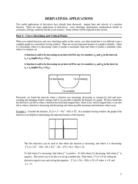 Applicatios Of Derivatives Download Free Pdf Maxima And Minima Derivative