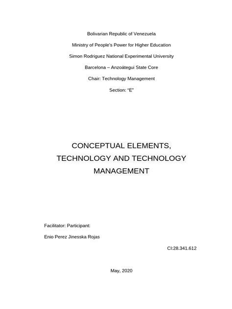 Conceptual Elements Technology And Technology Management Pdf Market Economics Innovation