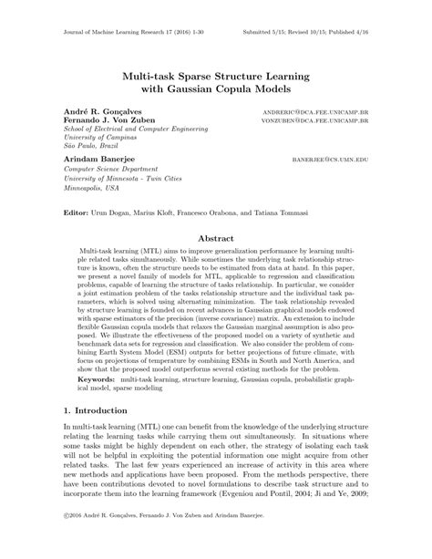 Pdf Multi Task Sparse Structure Learning With Gaussian Copula Models