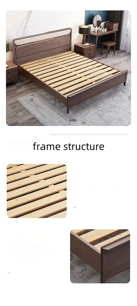 Elande Solid Wood Double Bed Modern Storage And Adjustable